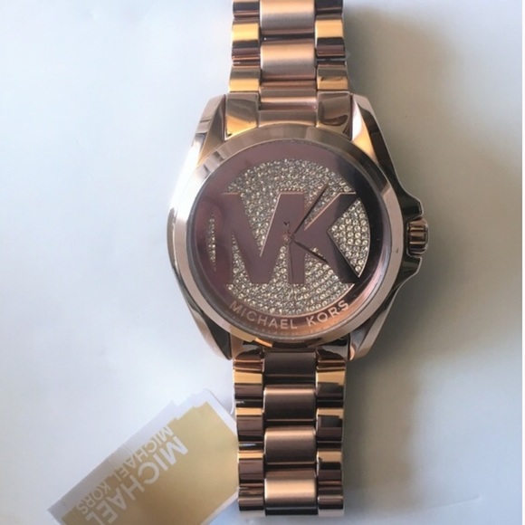 Michael Kors | Accessories | Michael Kors Rosegold Mk Logo Glitz ...